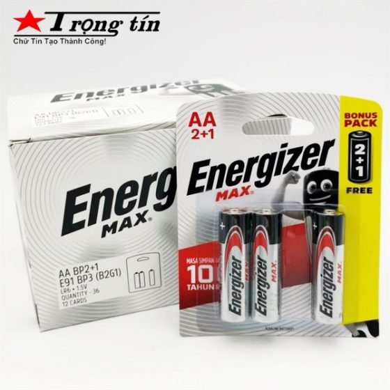 Pin AA Energizer Alkaline vỉ 3 viên 1.5v chính hãng giá tốt